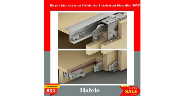 Bộ phụ kiện cửa trượt Hafele cho 2 cánh trượt bằng điện 50VF SR 400.51.400 Chính Hãng | HAFELE EASY
