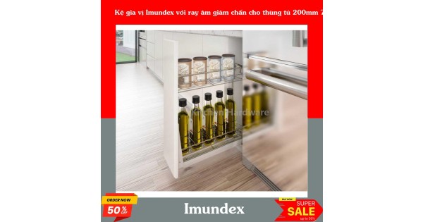 Kệ gia vị Imundex với ray âm giảm chấn cho thùng tủ 200mm 7 809 137 ...