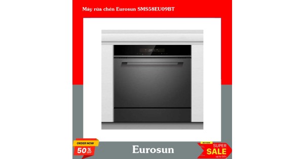 Máy rửa chén Eurosun SMS58EU09BT Chính Hãng | HAFELE EASY